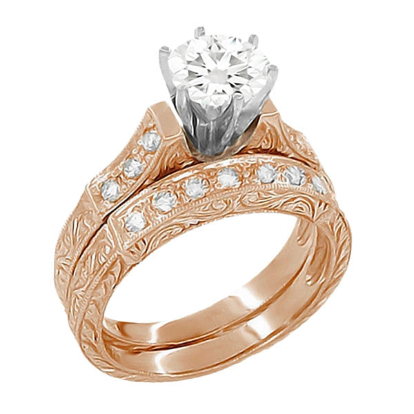 Rose Gold Wedding Ring Sets - Vintage Rose Gold Bridal Sets — Antique ...