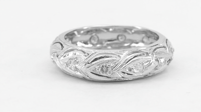 Art Deco Diamonds and Hearts Springdale Antique Engraved Wedding Band ...