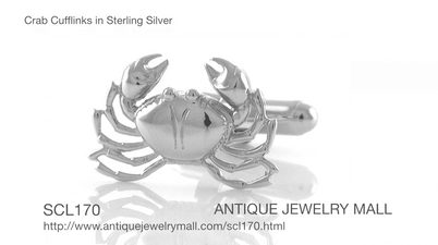 Crab Cufflinks in Sterling Silver — Antique Jewelry Mall