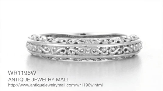 Edwardian Filigree Flowing Scrolls Vintage Wedding Ring in White Gold ...