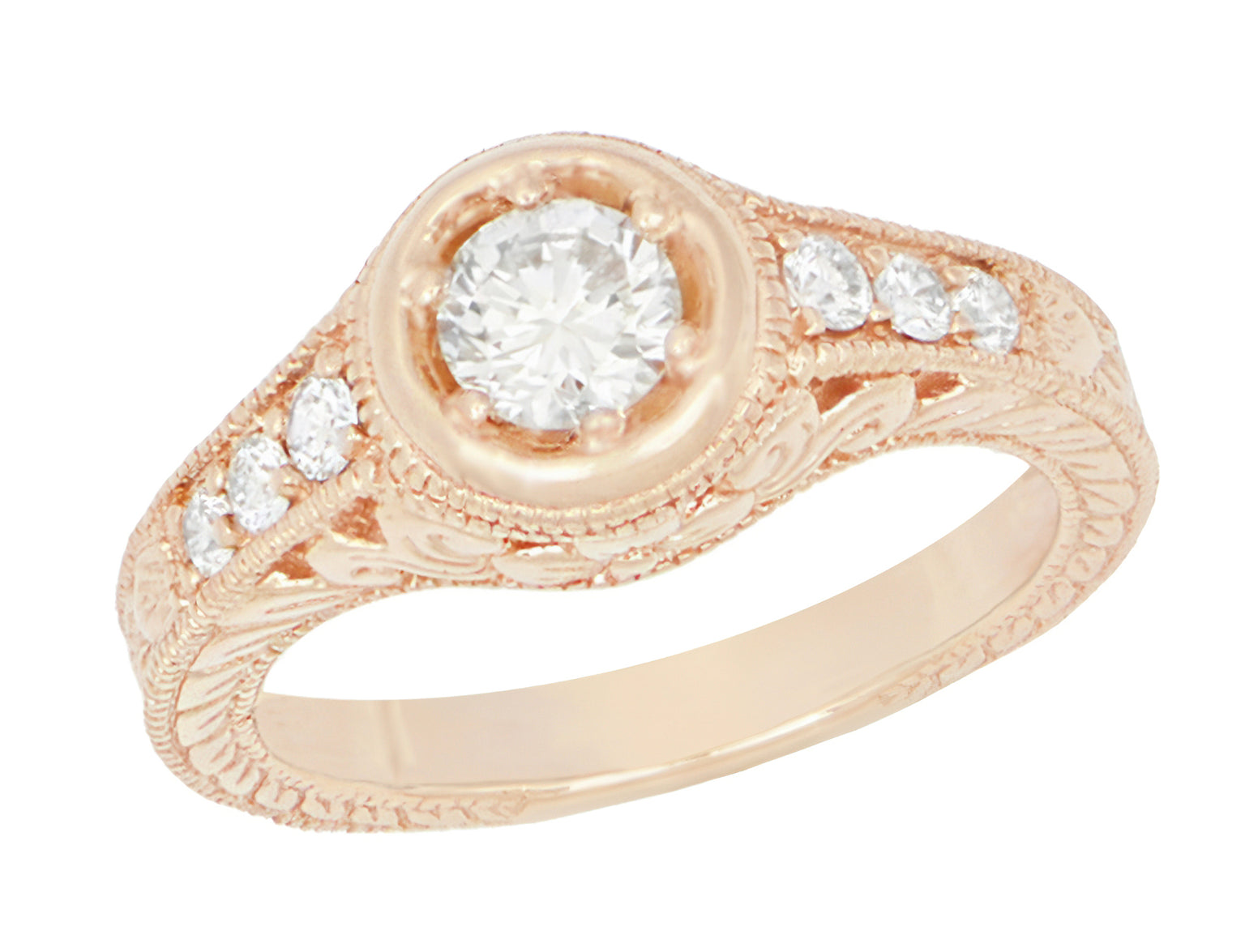 Edwardian Rose Gold Filigree Antique East West Oval 1.50 Ct Diamond ...