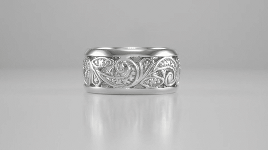 Retro Scrolls & Leaves Engraved Filigree Vintage 8.5mm Wide Wedding ...