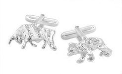Bull and Bear Cufflinks in Sterling Silver | Wall Street Cuff Links ...