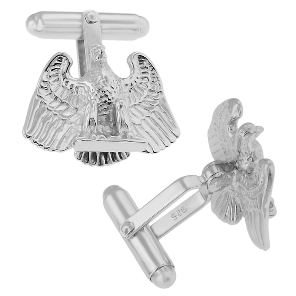 Double Headed Eagle Cufflinks in Sterling Silver — Antique Jewelry Mall
