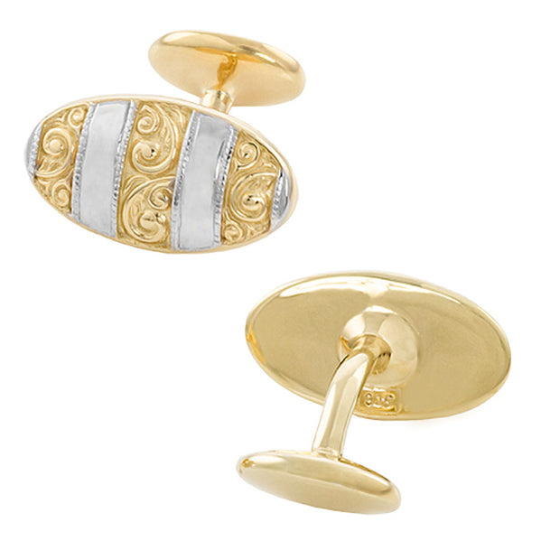 Victorian Scrolls Engravable Cufflinks in Sterling Silver with Yellow ...