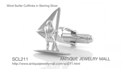 Wind Surfer Cufflinks in Sterling Silver — Antique Jewelry Mall