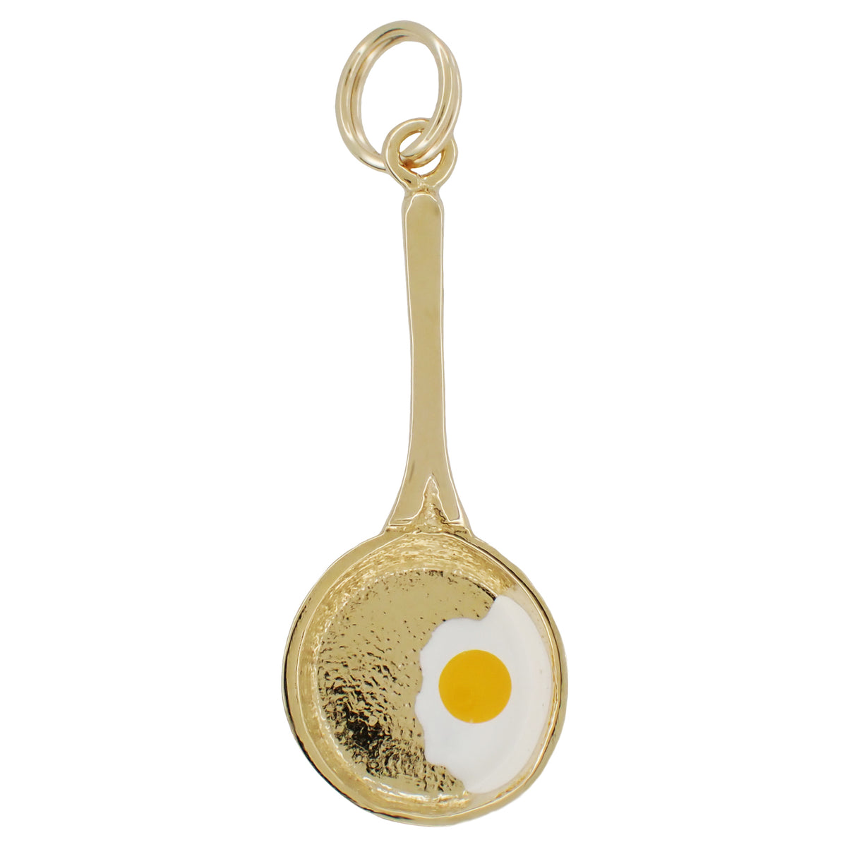 Enameled Egg in A Frying Pan Antique Charm in 14 Karat Yellow Gold ...