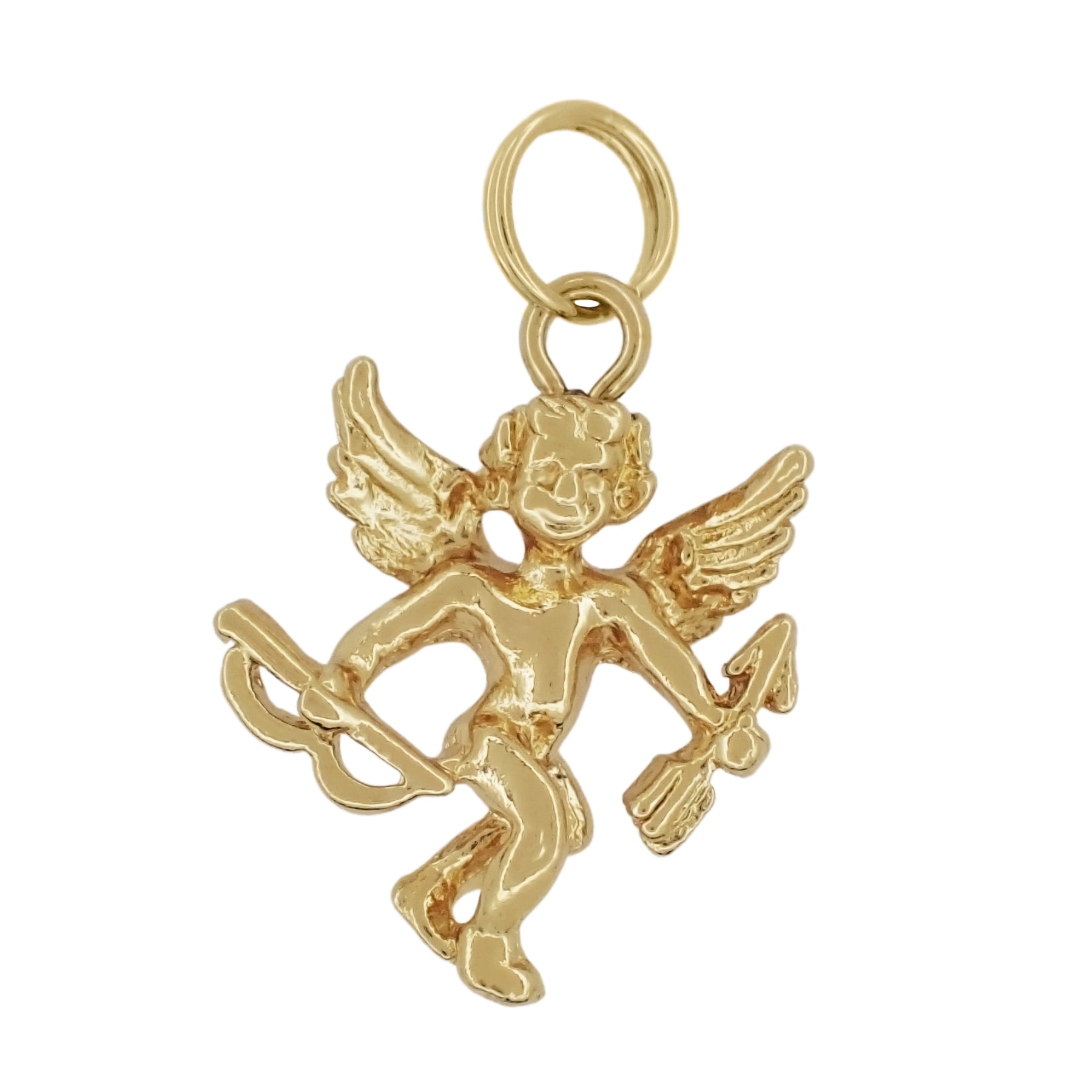 1970s Vintage Cupid Charm Pendant in 14K Yellow Gold or White Gold ...
