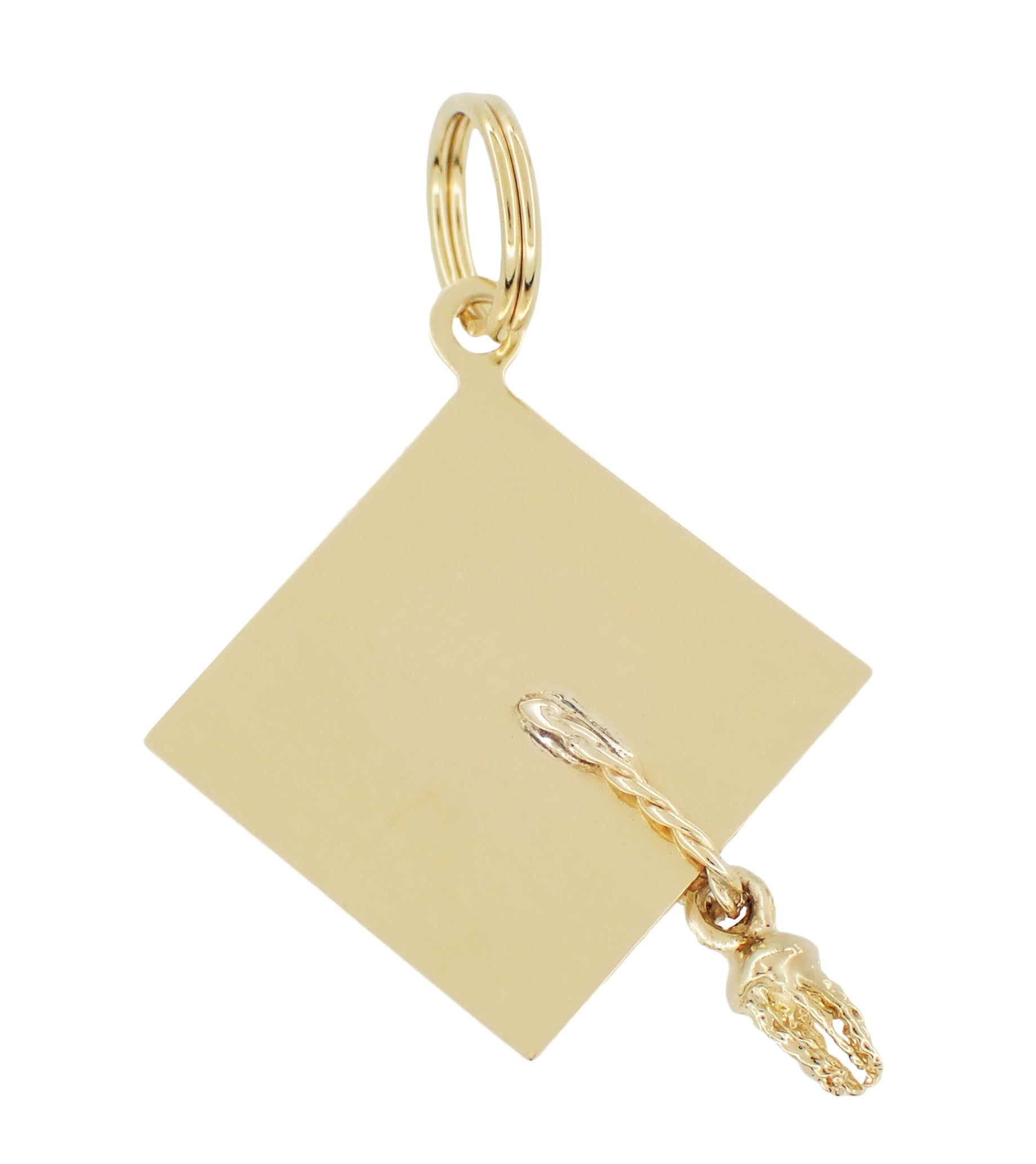 Graduation Cap Pendant Estate Charm with Movable Tassel in Solid Yellow ...