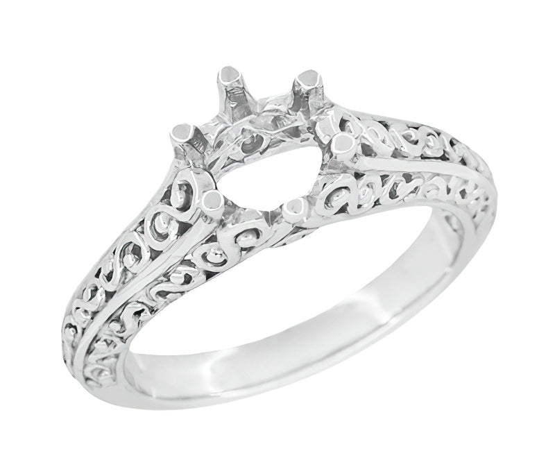 Filigree Flowing Scrolls Edwardian Engagement Ring Setting for a 3/4 C ...