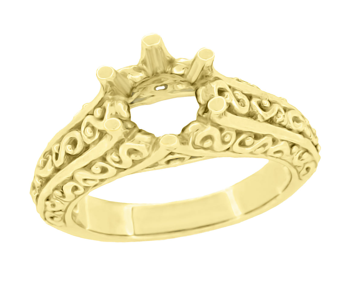 Yellow Gold Art Deco Filigree Crown 1.50-1.75 Ct Vintage Engagement ...