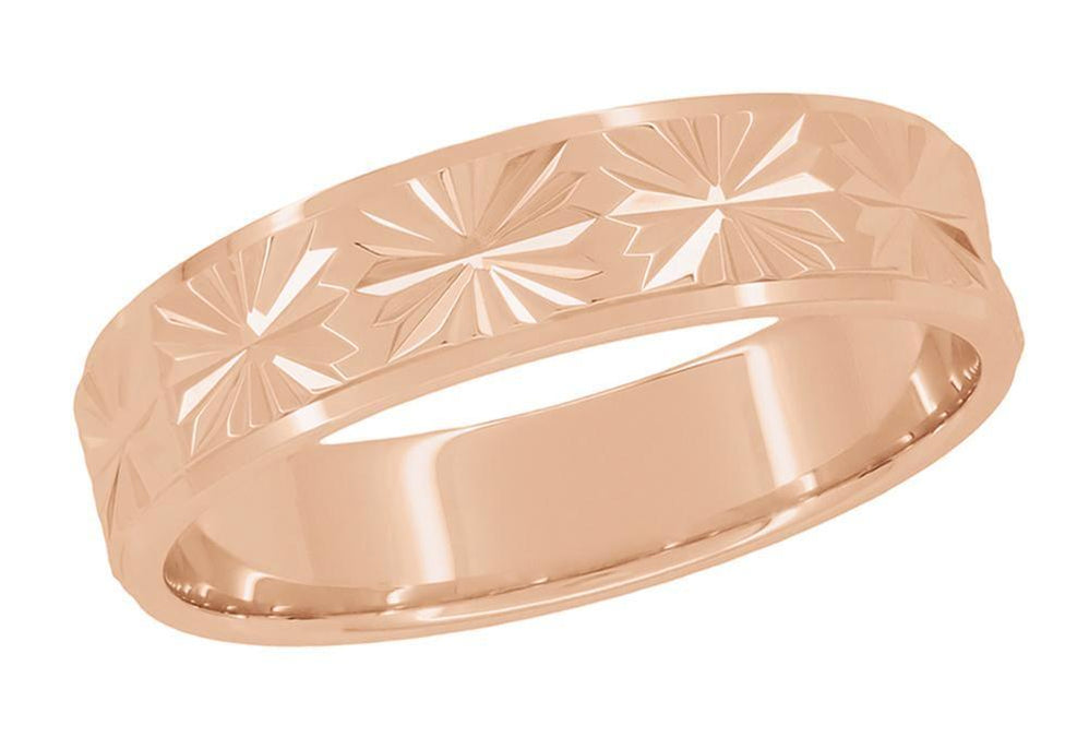 Rose Gold Basketweave Vintage Wedding Band - 4mm Wide 1960s Era ...