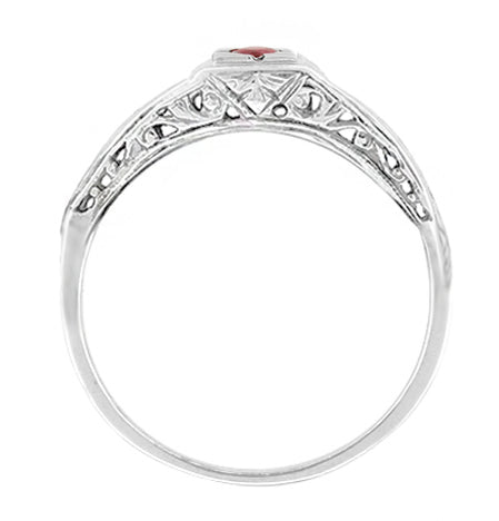 1920s Art Deco Low Dome Filigree Vintage Ruby Ring in White Gold ...