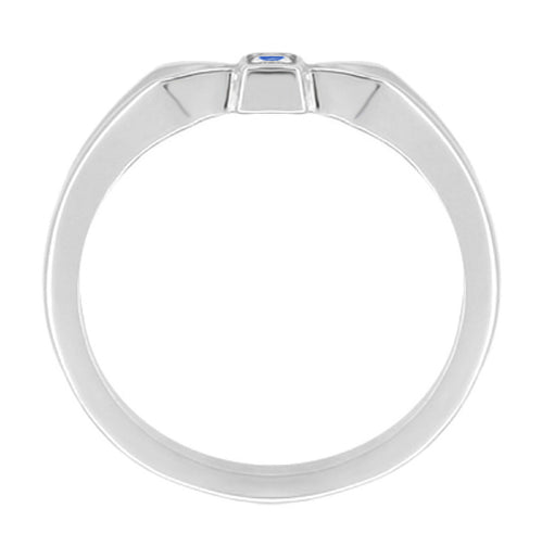 1950s Retro Hearts Vintage Blue Sapphire Promise Ring in White Gold ...