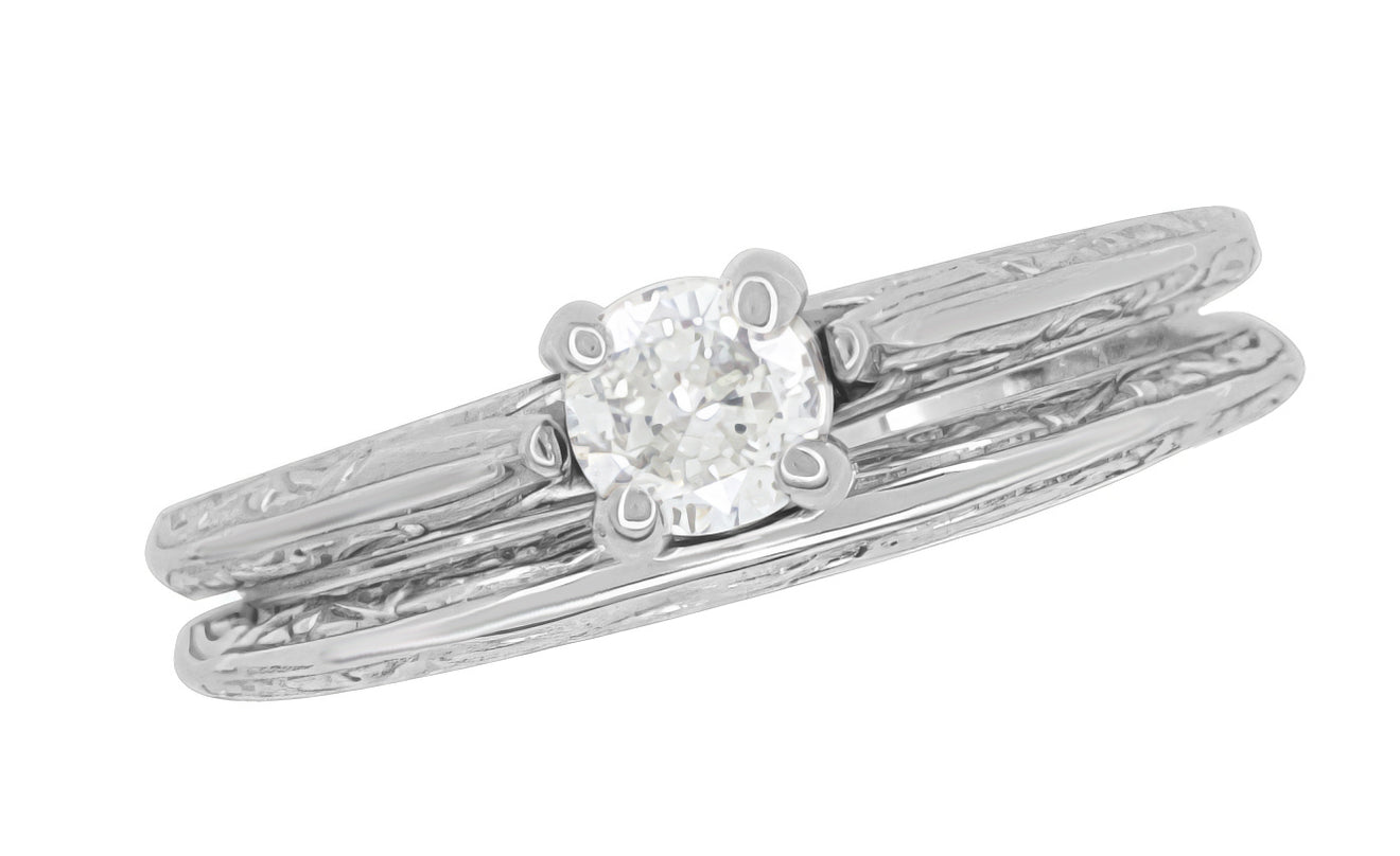 Art Deco Engraved Scrolls Vintage Diamond Engagement & Wedding Ring Set ...
