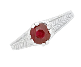 Art Deco Ashford Filigree Ruby Birthstone Engagement Ring in 14 Karat ...