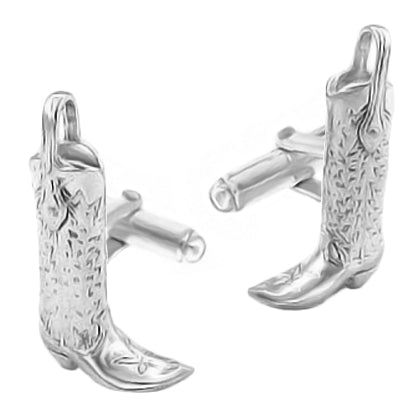Cowboy Boot Cufflinks in Sterling Silver — Antique Jewelry Mall