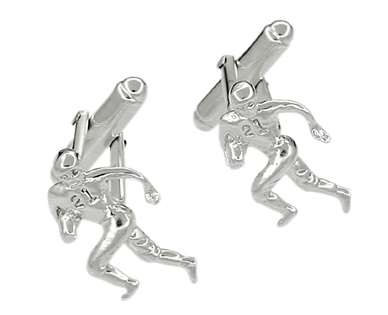 Football Player Cufflinks in Sterling Silver — Antique Jewelry Mall