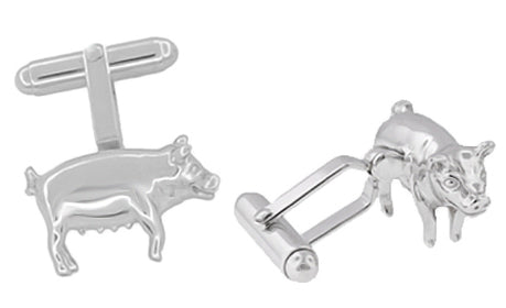 Pig Cufflinks in Sterling Silver — Antique Jewelry Mall