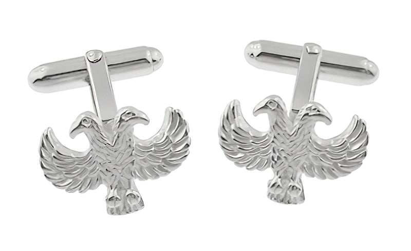 Double Headed Eagle Cufflinks in Sterling Silver — Antique Jewelry Mall