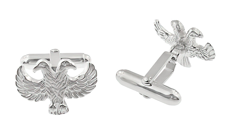 Double Headed Eagle Cufflinks in Sterling Silver — Antique Jewelry Mall