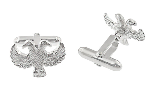 Double Headed Eagle Cufflinks in Sterling Silver — Antique Jewelry Mall