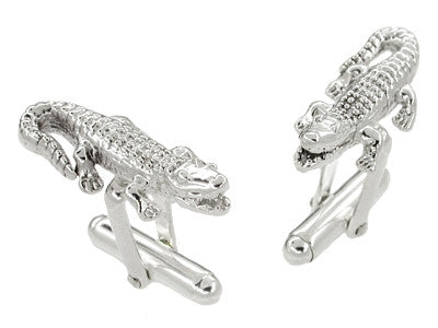 Alligator Cufflinks in Sterling Silver — Antique Jewelry Mall