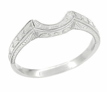Antique Art Deco Carved Wheat & Scrolls Curved Platinum Wedding Band ...