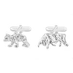 Bull and Bear Cufflinks in Sterling Silver | Wall Street Cuff Links ...