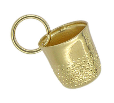 Vintage Thimble Charm in Yellow Gold or White Gold | Sewing Pendant ...
