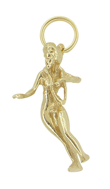 Antique Hula Girl Charm in 14 Karat Gold — Antique Jewelry Mall