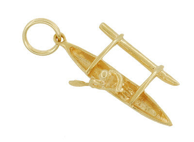 Vintage Outrigger Canoe Charm in 14 Karat Yellow Gold — Antique Jewelry ...