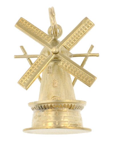 Movable Windmill Charm in 14 Karat Gold — Antique Jewelry Mall
