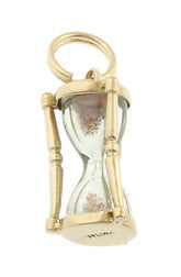 Mini Vintage Sand Timer Charm in 14 Karat Gold — Antique Jewelry Mall