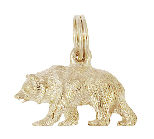 Grizzly Bear Charm in 14K Gold | Golden Bear Pendant — Antique Jewelry Mall