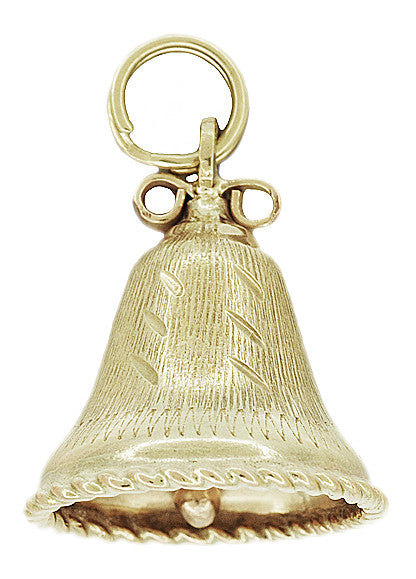 Movable Ringing Bell Pendant in 10K Yellow Gold | Vintage Engraved ...