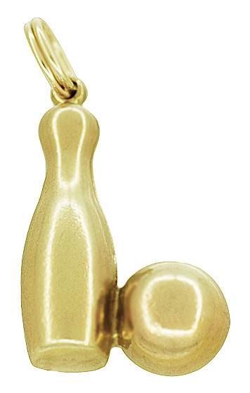Bowling Pin and Ball Charm in 14K Yellow Gold | Vintage Bowler Jewelry ...