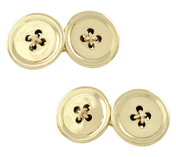 1950's Threaded Button Cufflinks in 14K Yellow Gold | Vintage Button ...