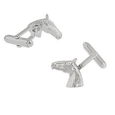 Horse's Head Cufflinks in Solid Sterling Silver — Antique Jewelry Mall