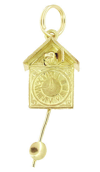 Movable Cuckoo Clock Charm in 10 Karat Gold — Antique Jewelry Mall