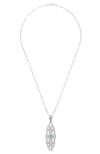 Art Deco Sky Blue Topaz Necklace - 1920s Filigree Vintage Lozenge ...