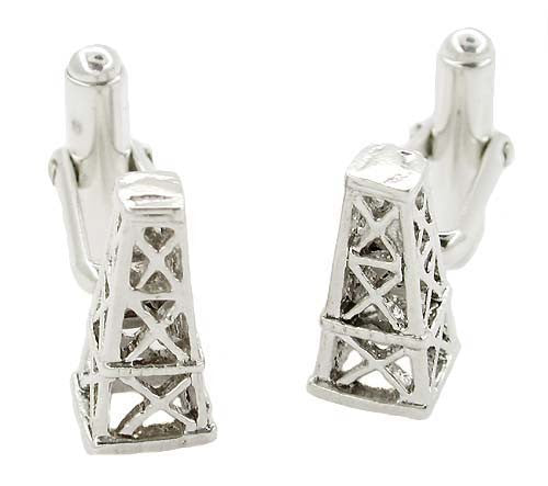 Oil Derrick Cufflinks in Sterling Silver — Antique Jewelry Mall