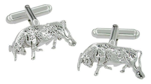 Bull Cufflinks in Sterling Silver — Antique Jewelry Mall