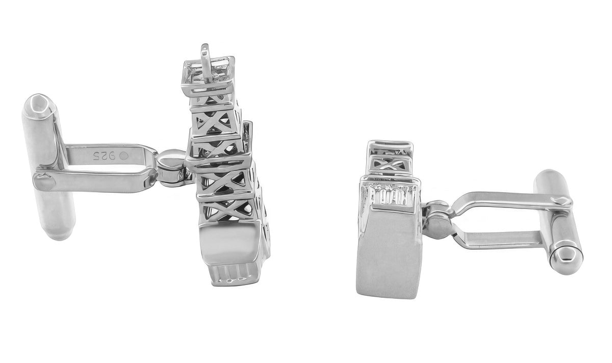 Oil Rig Cufflinks in Sterling Silver - Oil Derricks — Antique Jewelry Mall