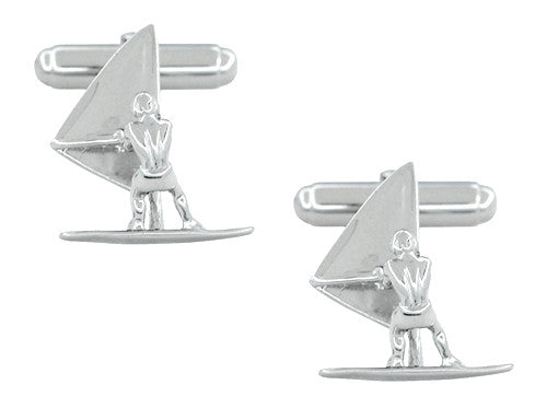 Wind Surfer Cufflinks in Sterling Silver — Antique Jewelry Mall