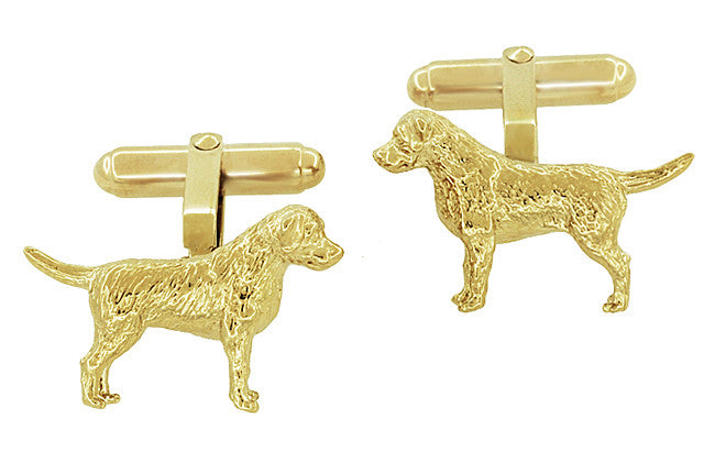 Labrador Cufflinks in Sterling Silver with Yellow Gold Finish - Gold ...