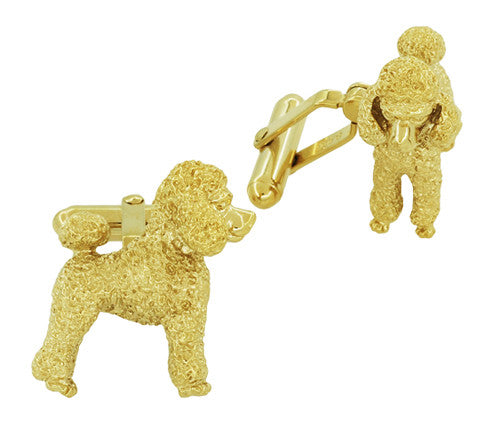 Poodle Cufflinks in Sterling Silver with Yellow Gold Finish — Antique ...