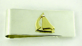 Sterling Silver Money Clip with 14 Karat Solid Gold Sailboat Accent ...