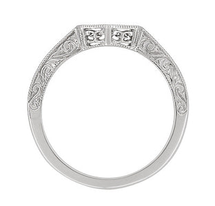 Art Deco Filigree Scrolls Engraved Contoured Wedding Band in 14 Karat ...